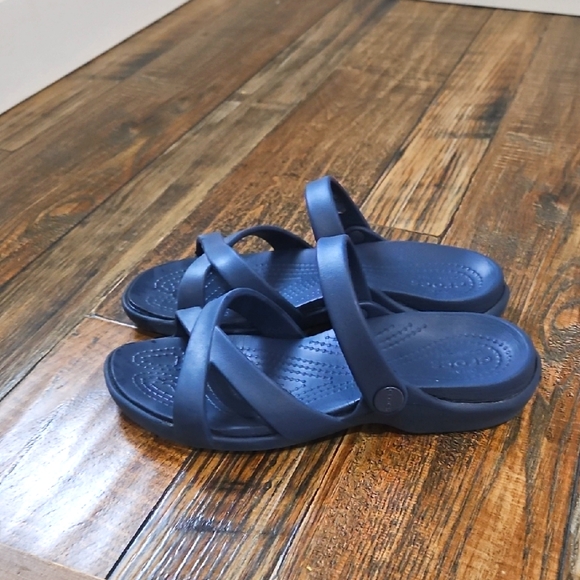 CROCS | Shoes | Crocs Womens Navy Blue Slide Sandals | Poshmark
